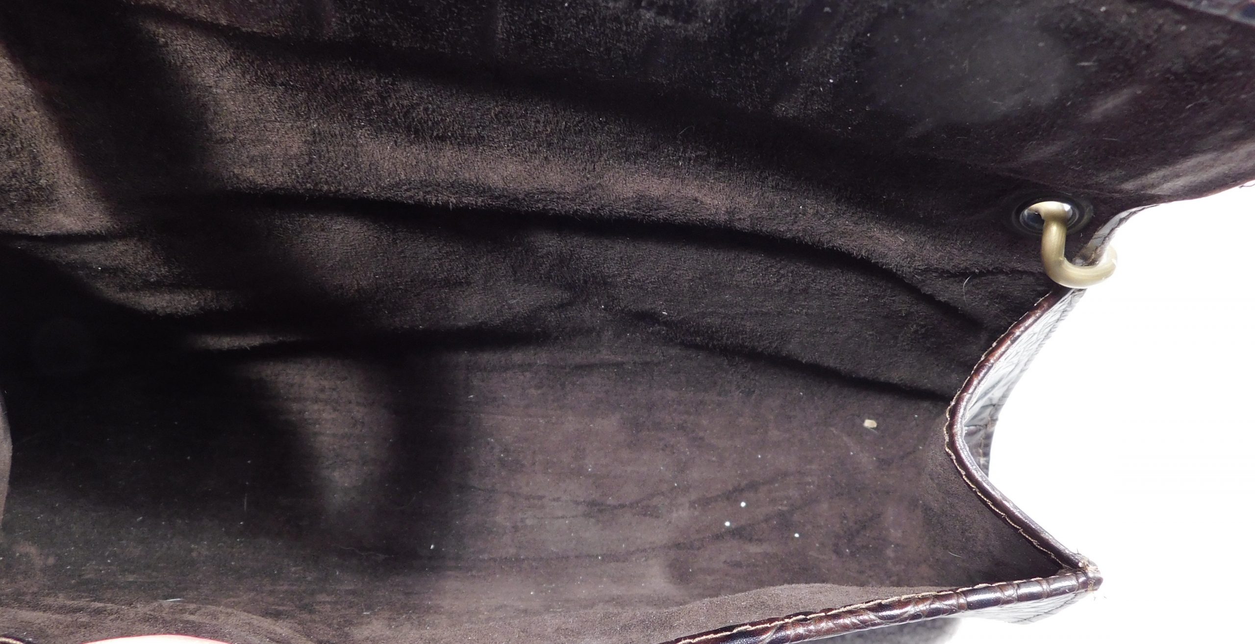 JALDA Brown Magnetic Close Crocodile Embossed Leather Clutch Handbag